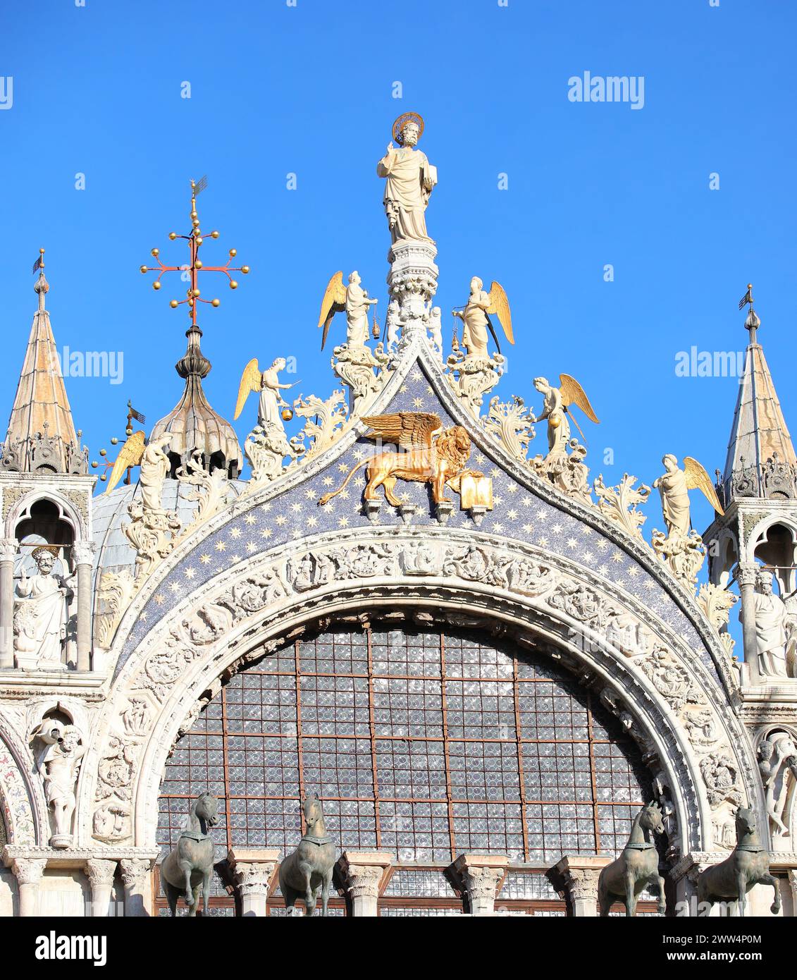 Venice, VE, Italy - February 13, 2024: Winged Golden lion symbol of the ...