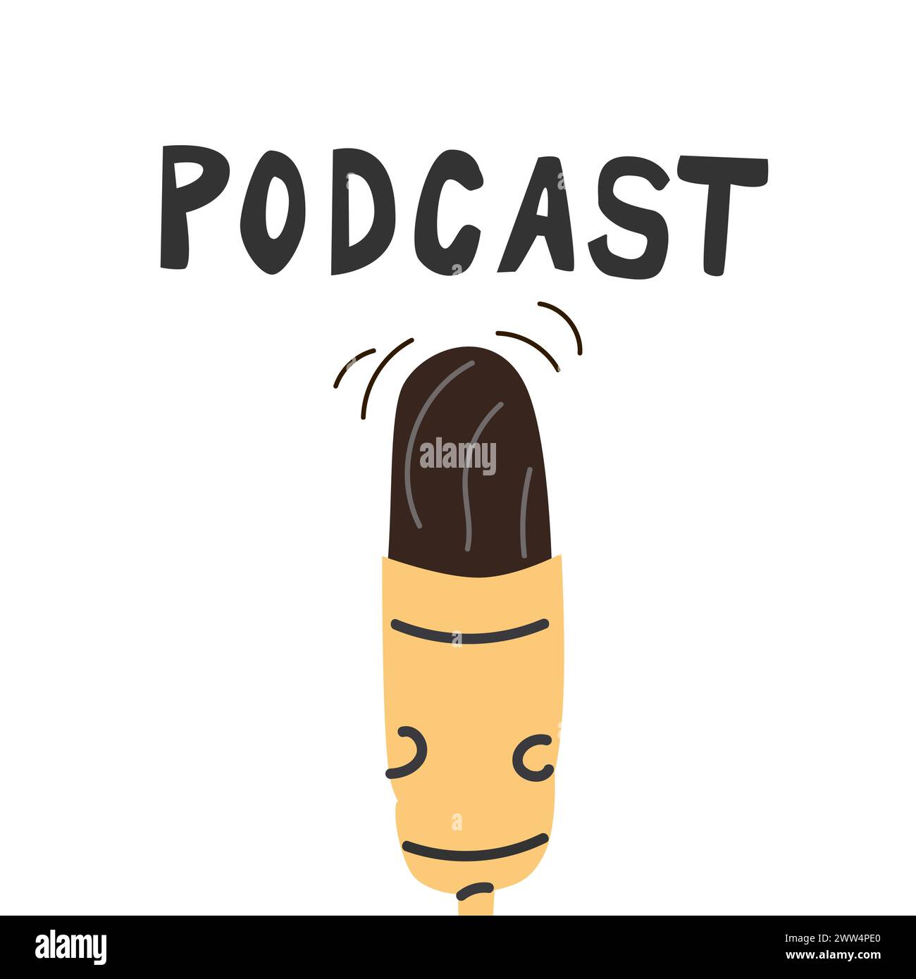 Podcast cover design background with mic in flat style. Vector ...