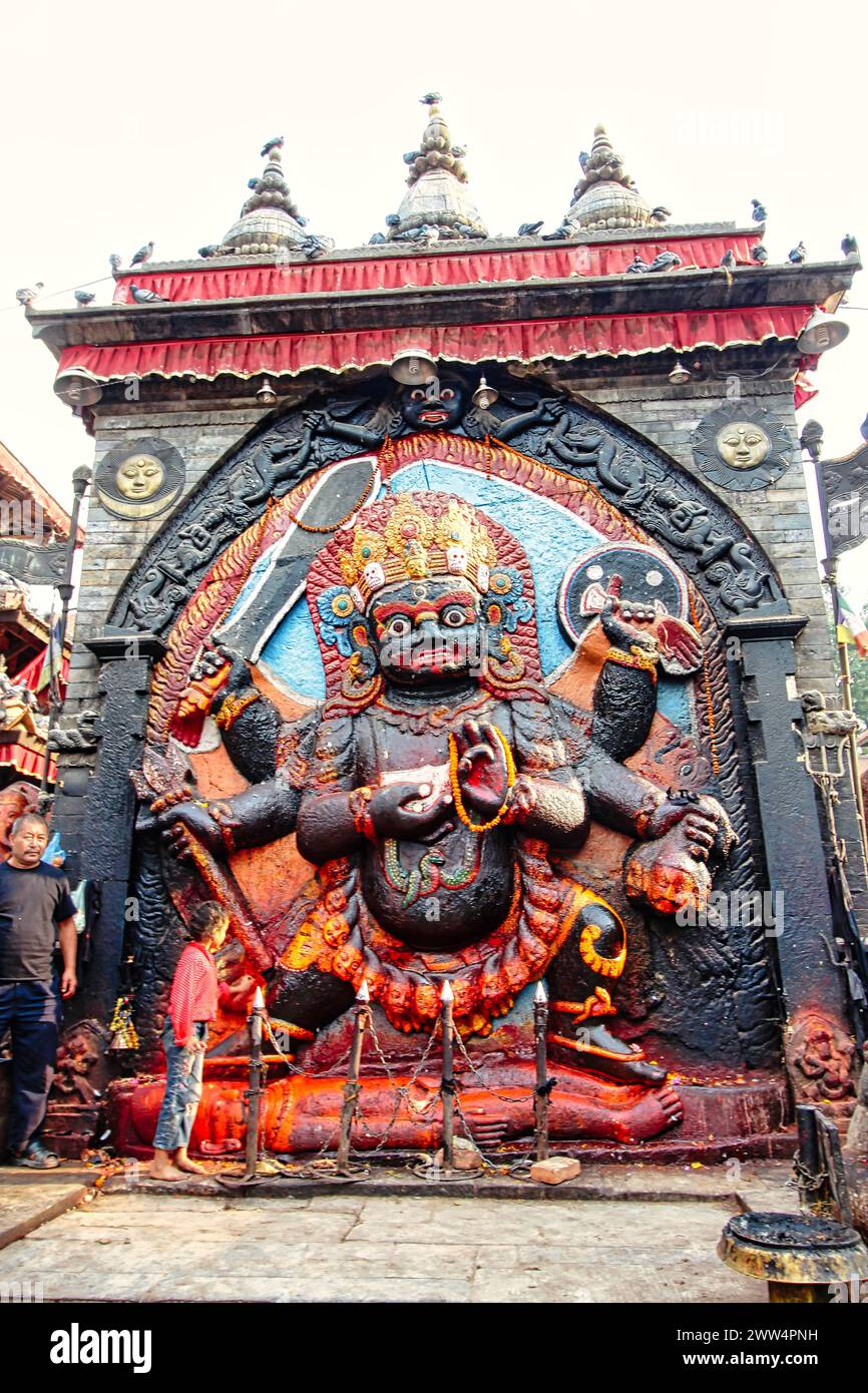 Kathmandu,Nepal - May 13 2017 - Kaal Bhairav -An open air temple with a ...