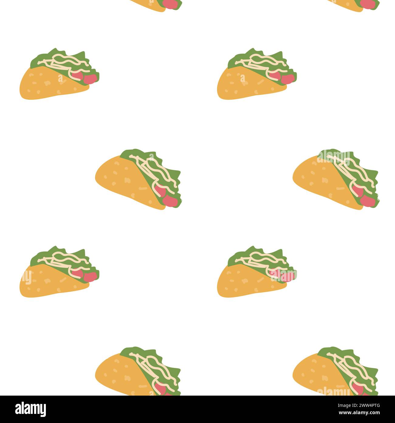 hand drawn taco element seamless pattern. Vector illustration of ...