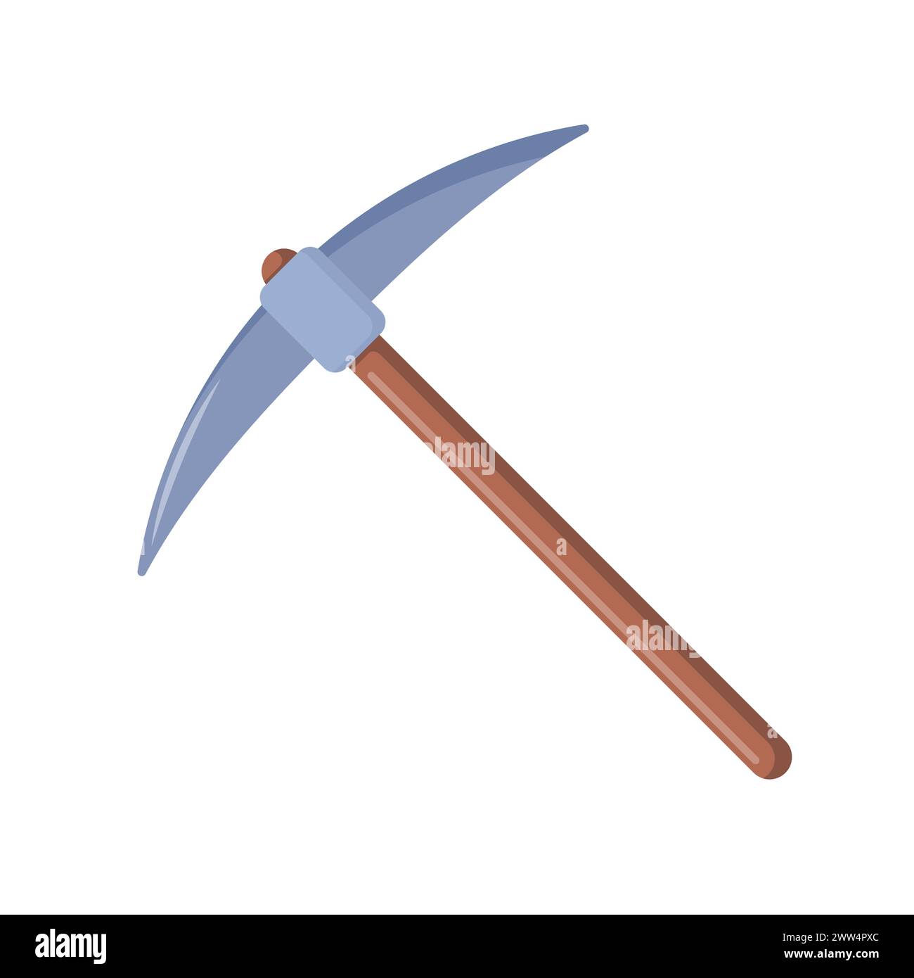 Wooden Pickaxe in flat style. Iron pickaxe for extraction of precious ...