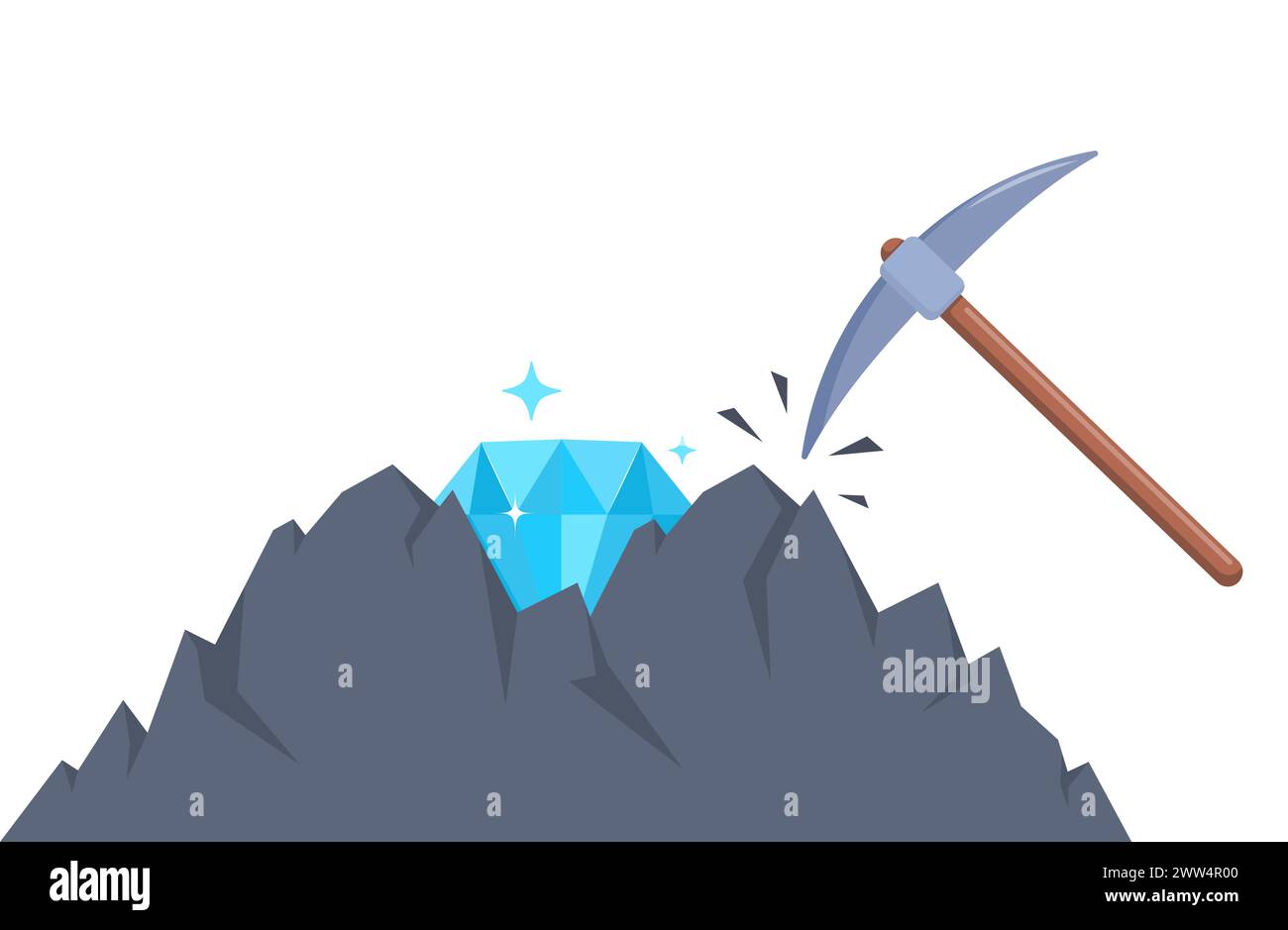 Search for diamonds in the mine with a pickaxe. Extraction of jewelry ...