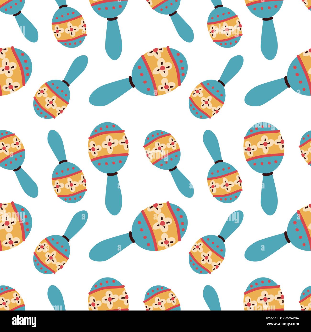 hand drawn mexican maracas seamless pattern. Vector illustration of ...