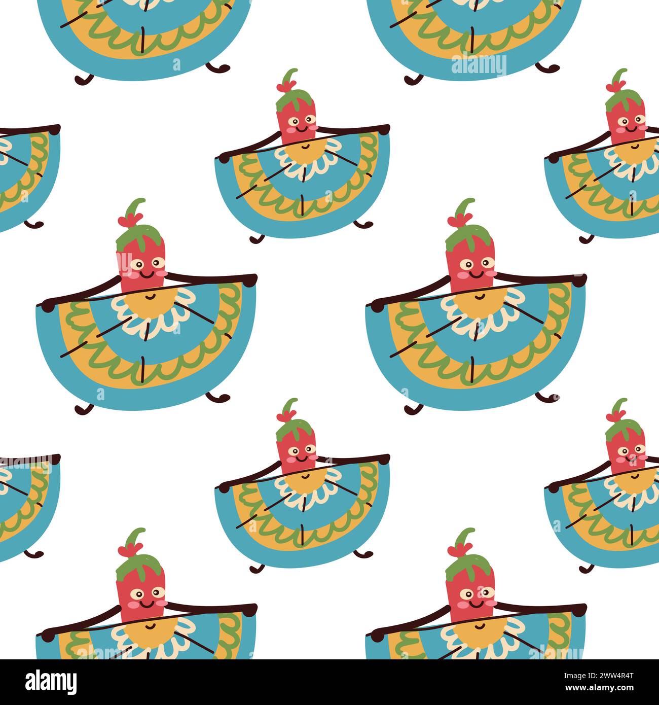 hand drawn mexican element seamless pattern. Vector illustration of ...