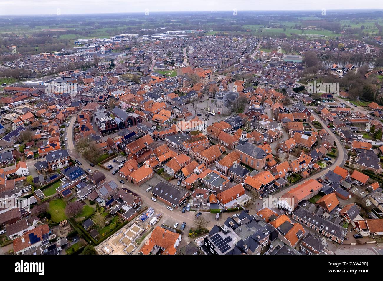 Artistic Dutch town Ootmarsum seen from above. Aerial Stock Photo - Alamy