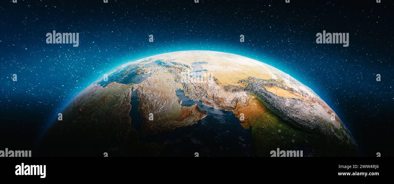 Planet Earth Middle East. Elements of this image furnished by NASA. 3d ...