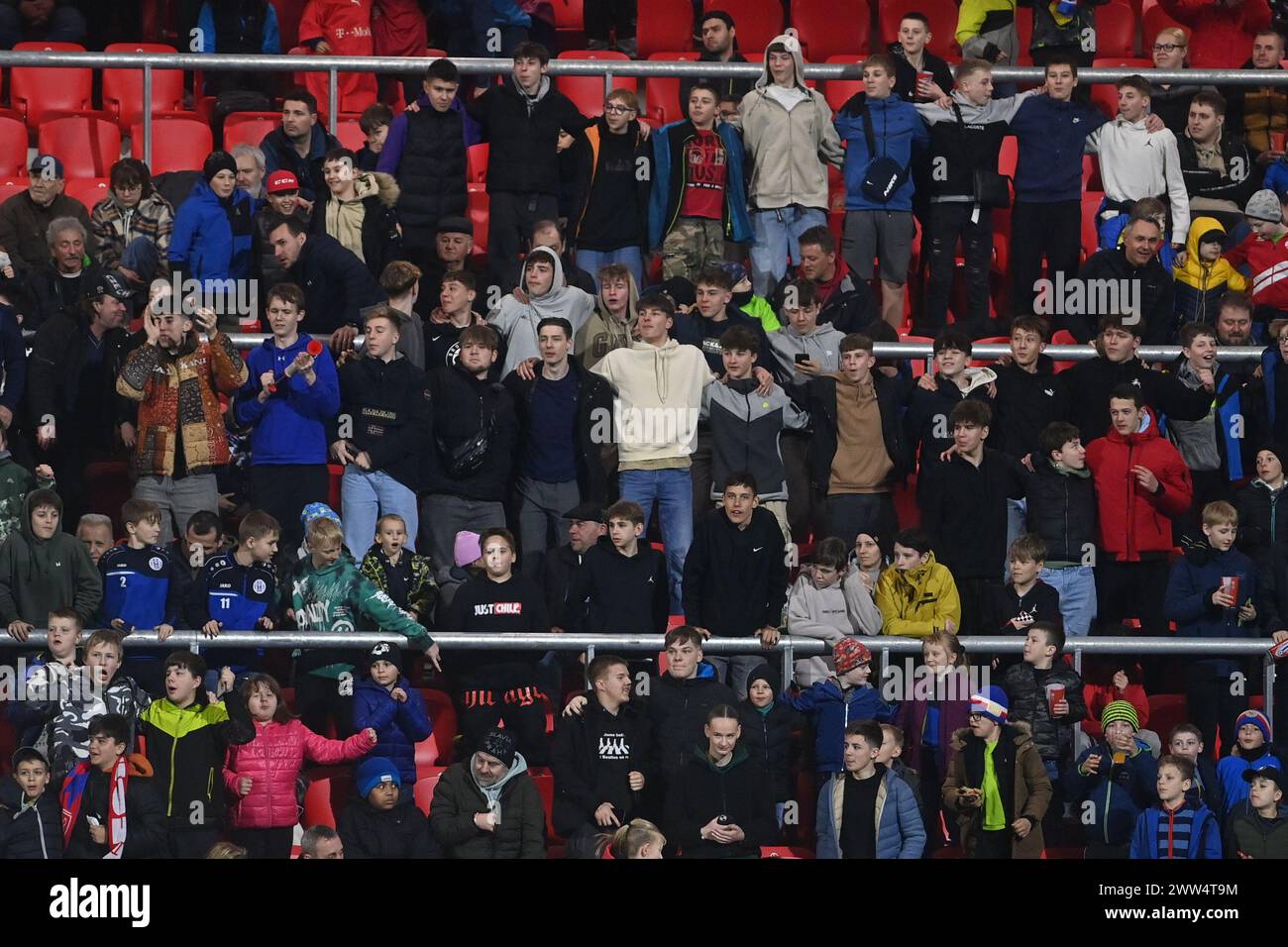 Pardubice, Czech Republic. 21st Mar, 2024. Fans during the U21 soccer ...