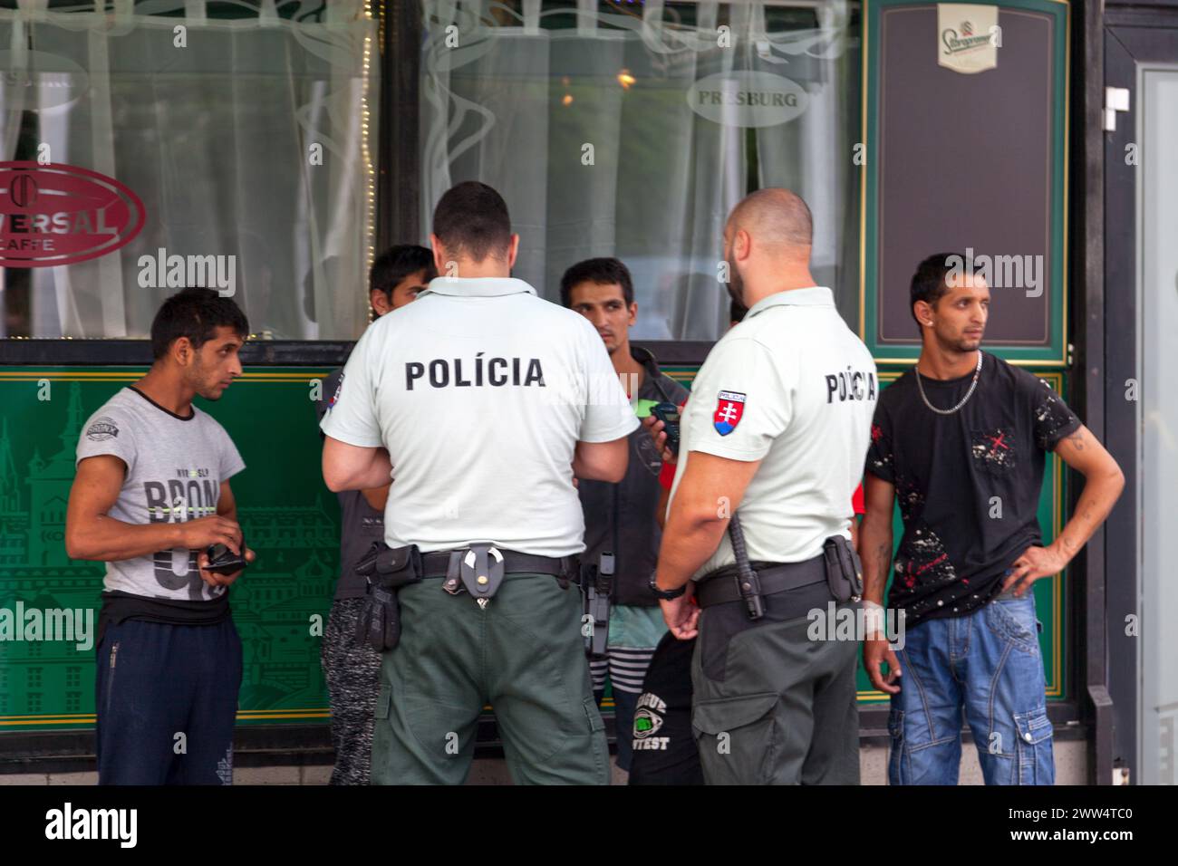 Bratislava, Slovakia - June 18 2018: Two Slovak police officers ...