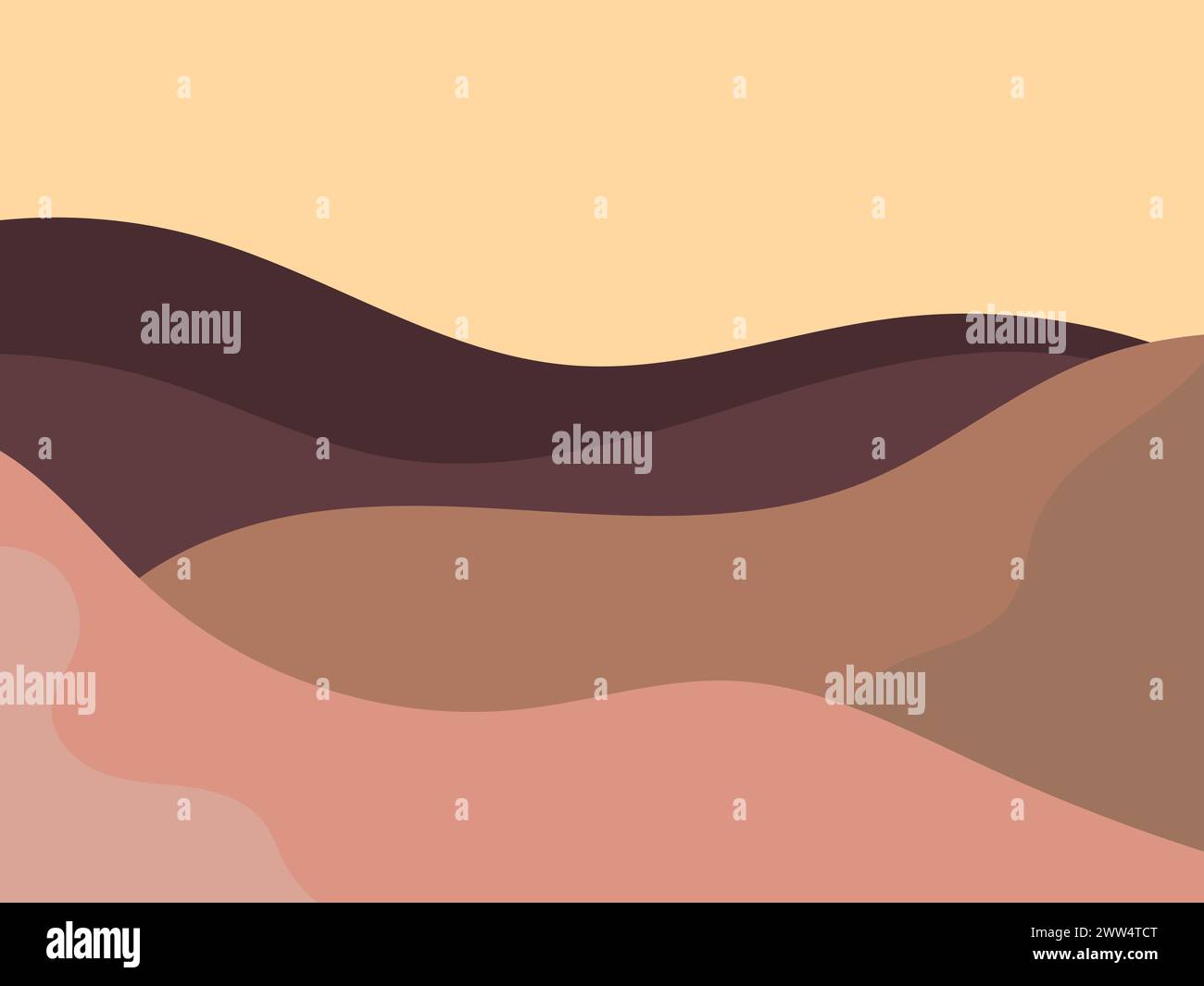 Wavy landscape in a minimalistic style. Landscape with hills. Boho ...