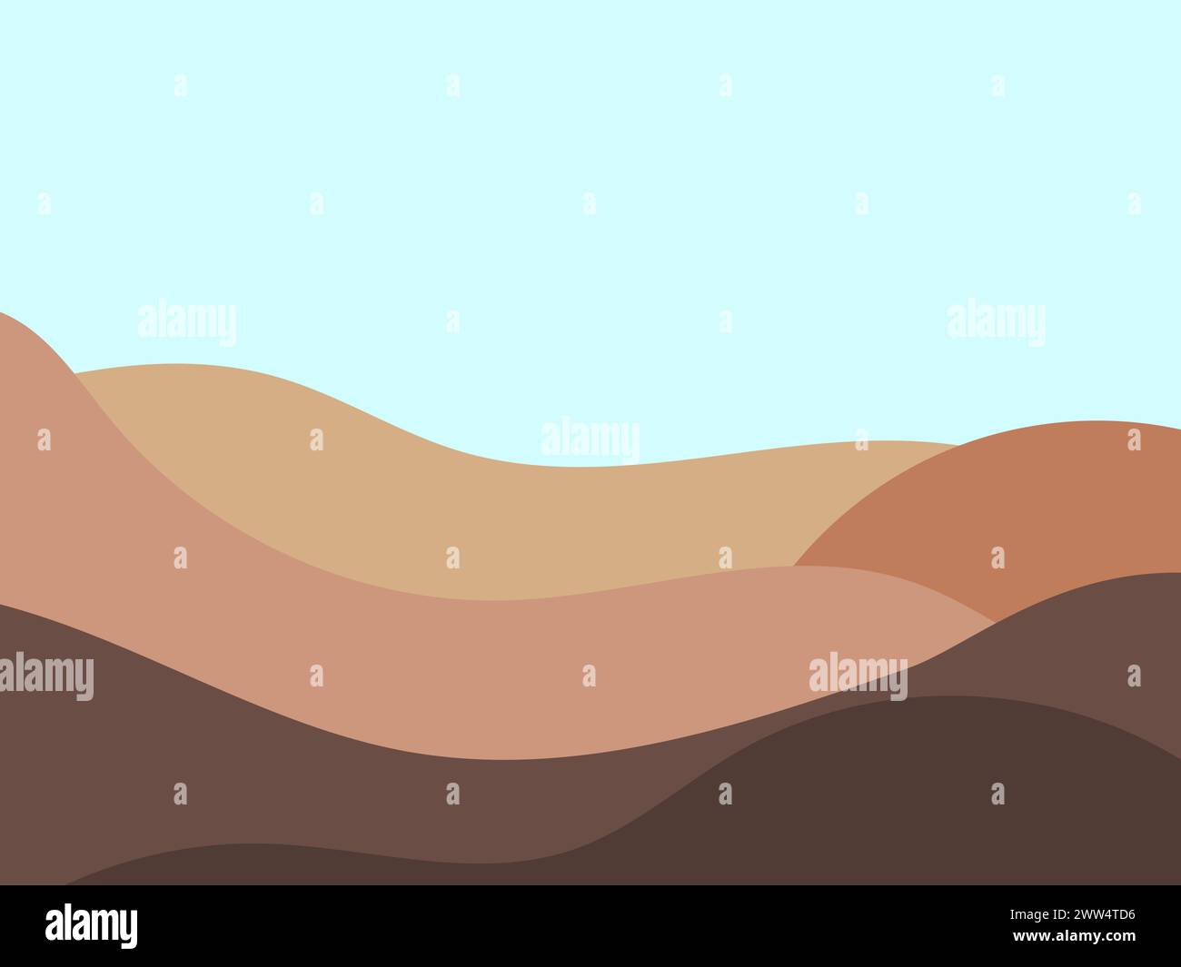 Wavy landscape in a minimalistic style. Landscape with hills. Boho ...