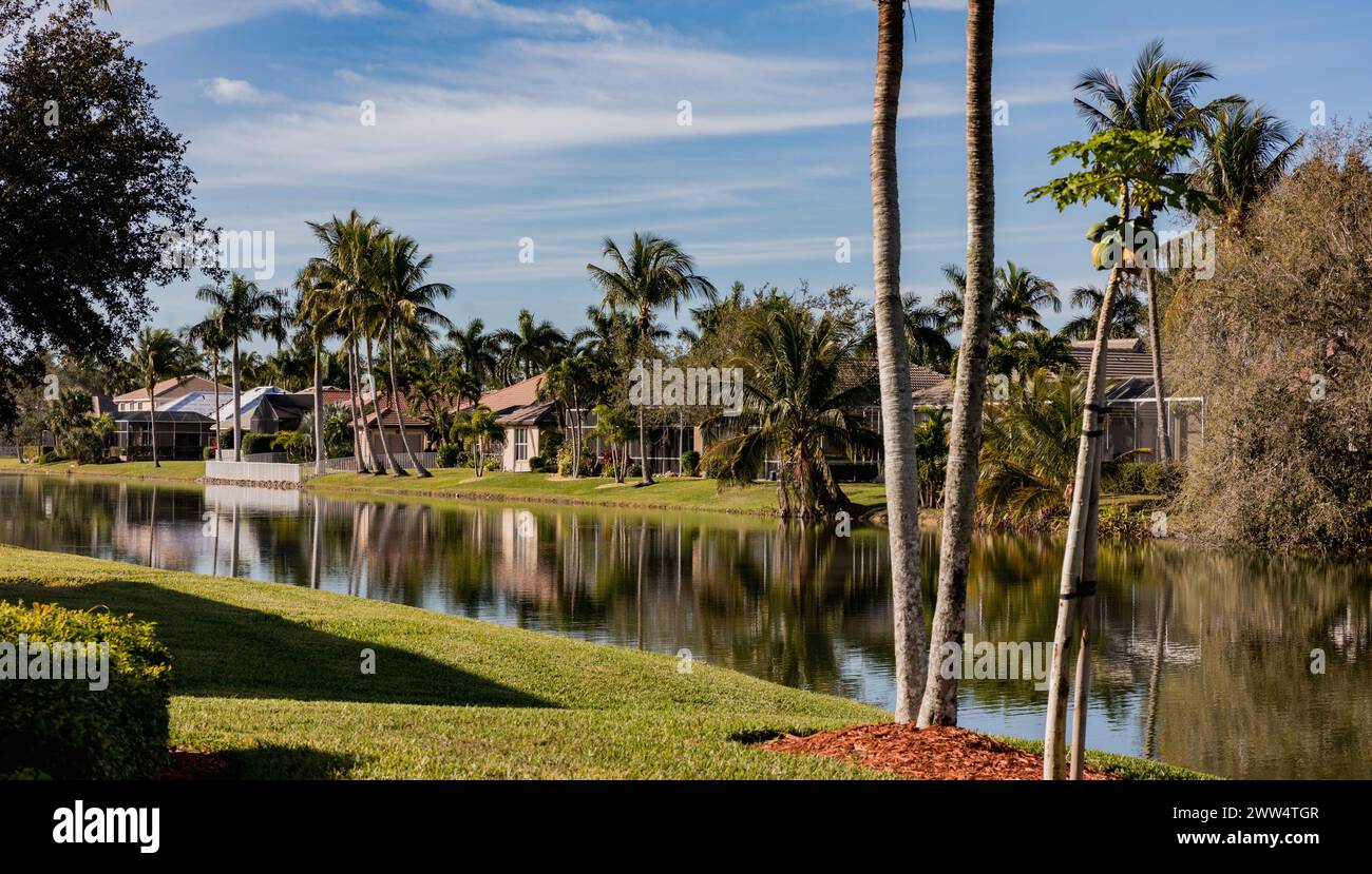 A beautiful summer house in South Florida on a sunny day. Typical ...