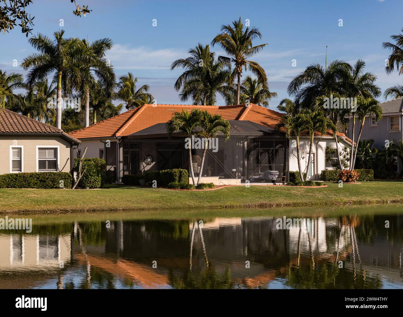 A beautiful summer house in South Florida on a sunny day. Typical ...