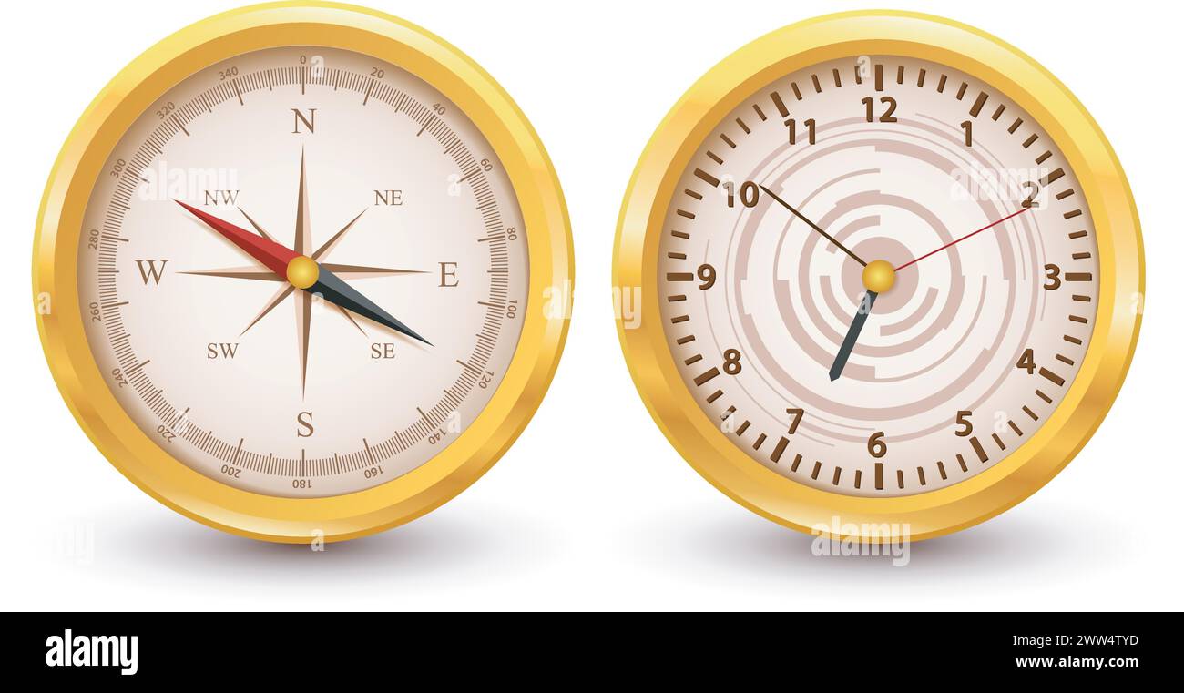 Compass clock Stock Vector Images - Alamy