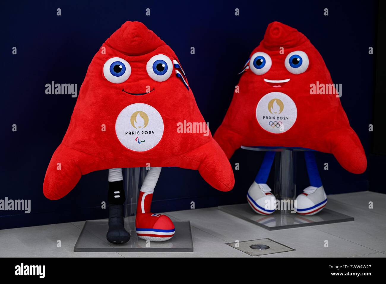 Paris, France. 20th Mar, 2024. Illustration with the phrygian mascot or ...