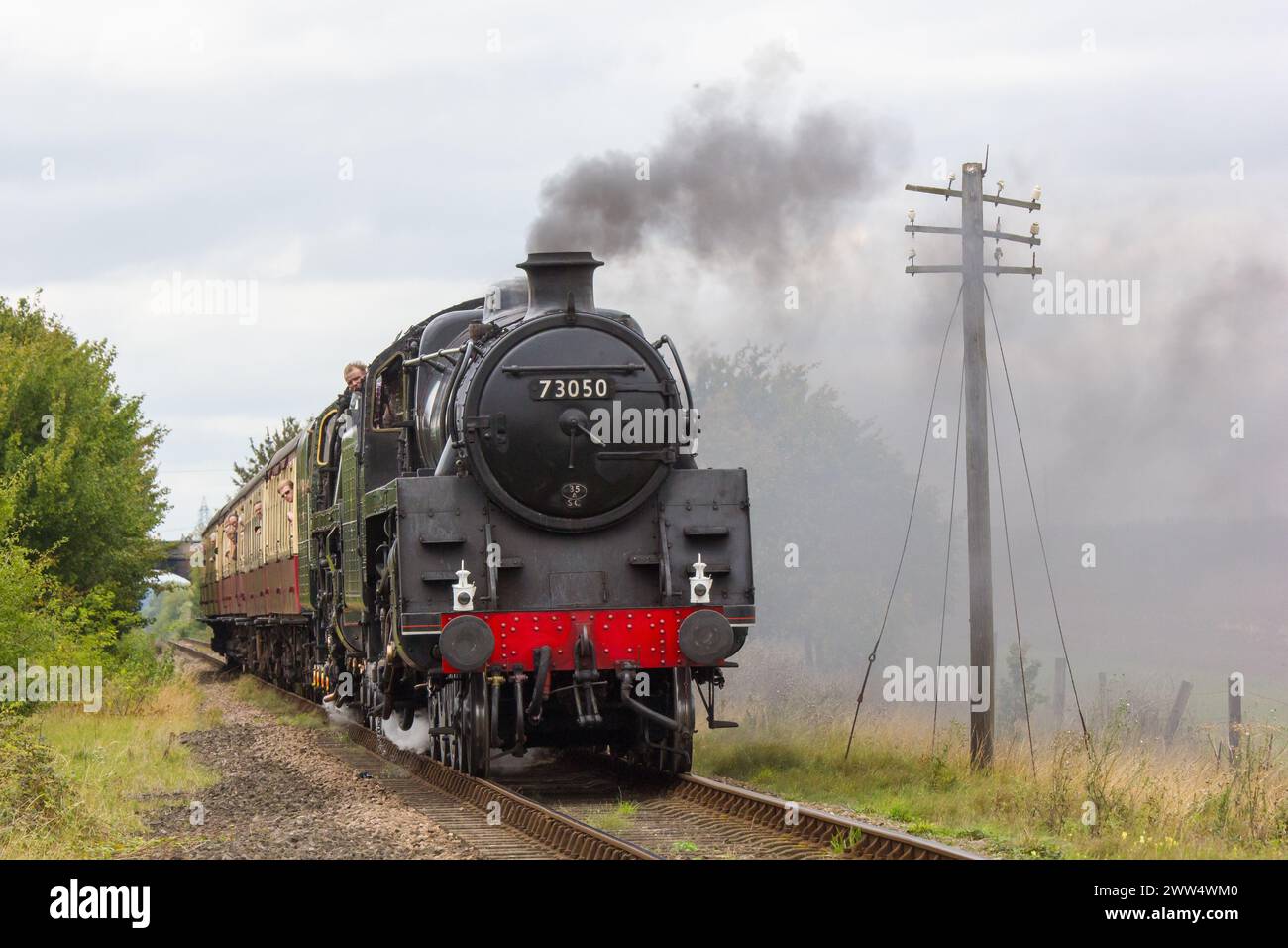 A steam train, 73050, on the Nene Valley Railway Stock Photo - Alamy