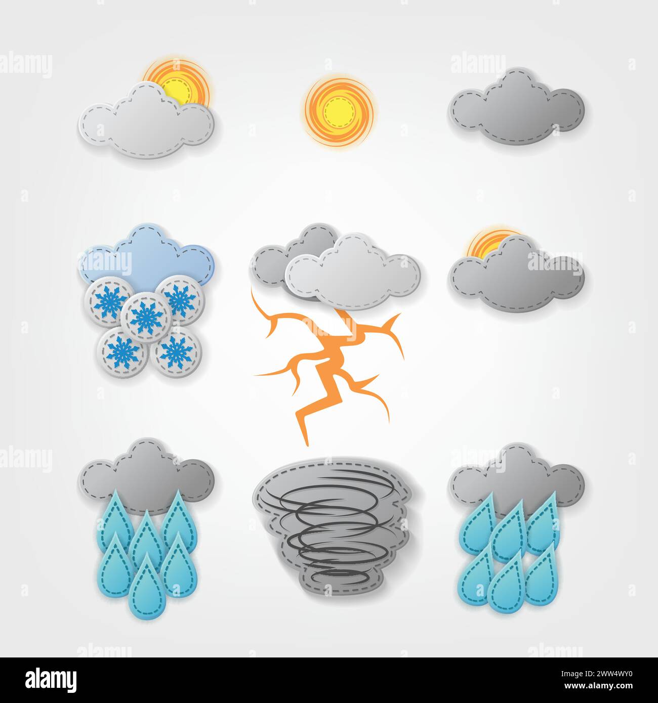 Weather realistic icons set hi-res stock photography and images - Alamy