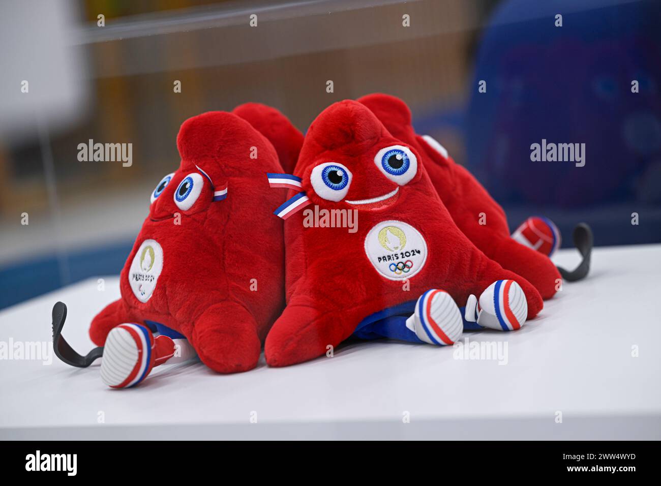 Paris, France. 20th Mar, 2024. Illustration with the phrygian mascot or ...