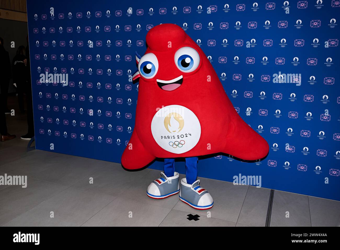 Paris, France. 20th Mar, 2024. Illustration with the phrygian mascot or ...