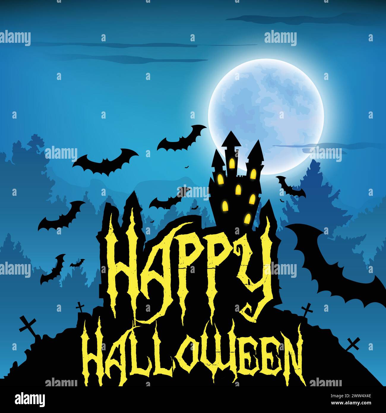 Happy Halloween Greeting Card, Vector Illustration Stock Vector Image ...