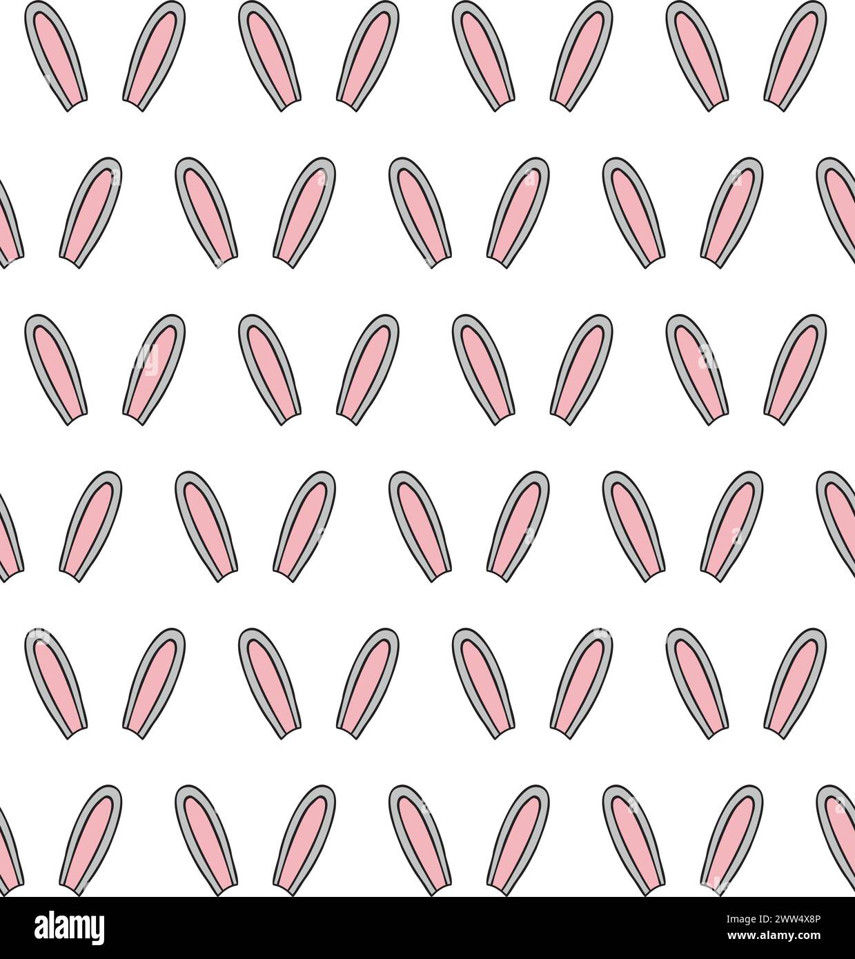 Vector seamless pattern of hand drawn doodle sketch rabbit bunny ears ...