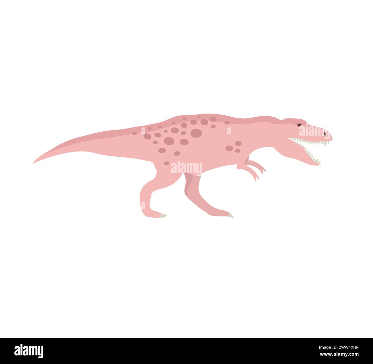 Vector flat hand drawn pink tyrannosaurus rex dinosaur isolated on ...