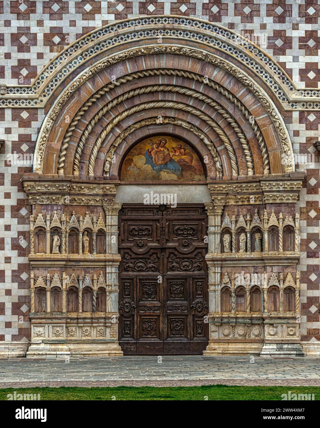The main portal of the Basilica of Santa Maria di Collemaggio ...