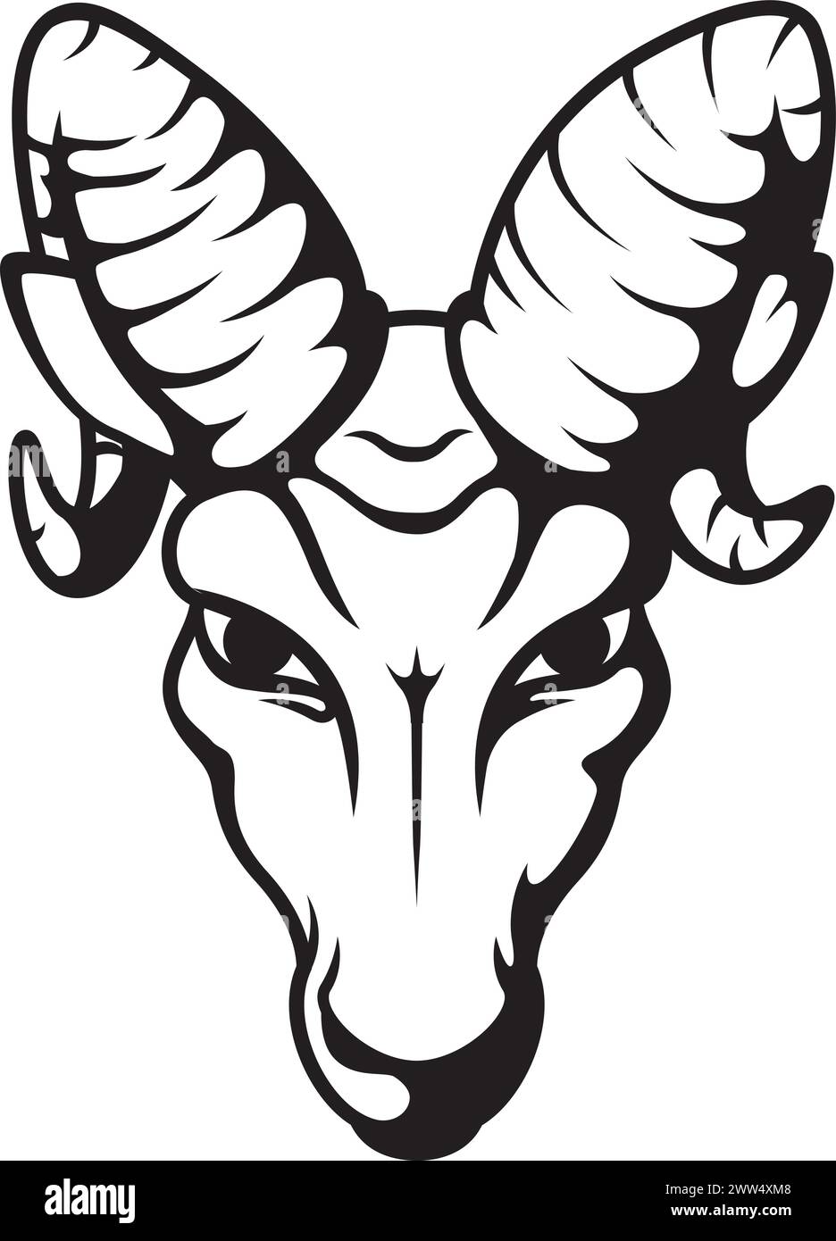 Angry Ram Head Outline Vector Illustration Stock Vector Image & Art - Alamy