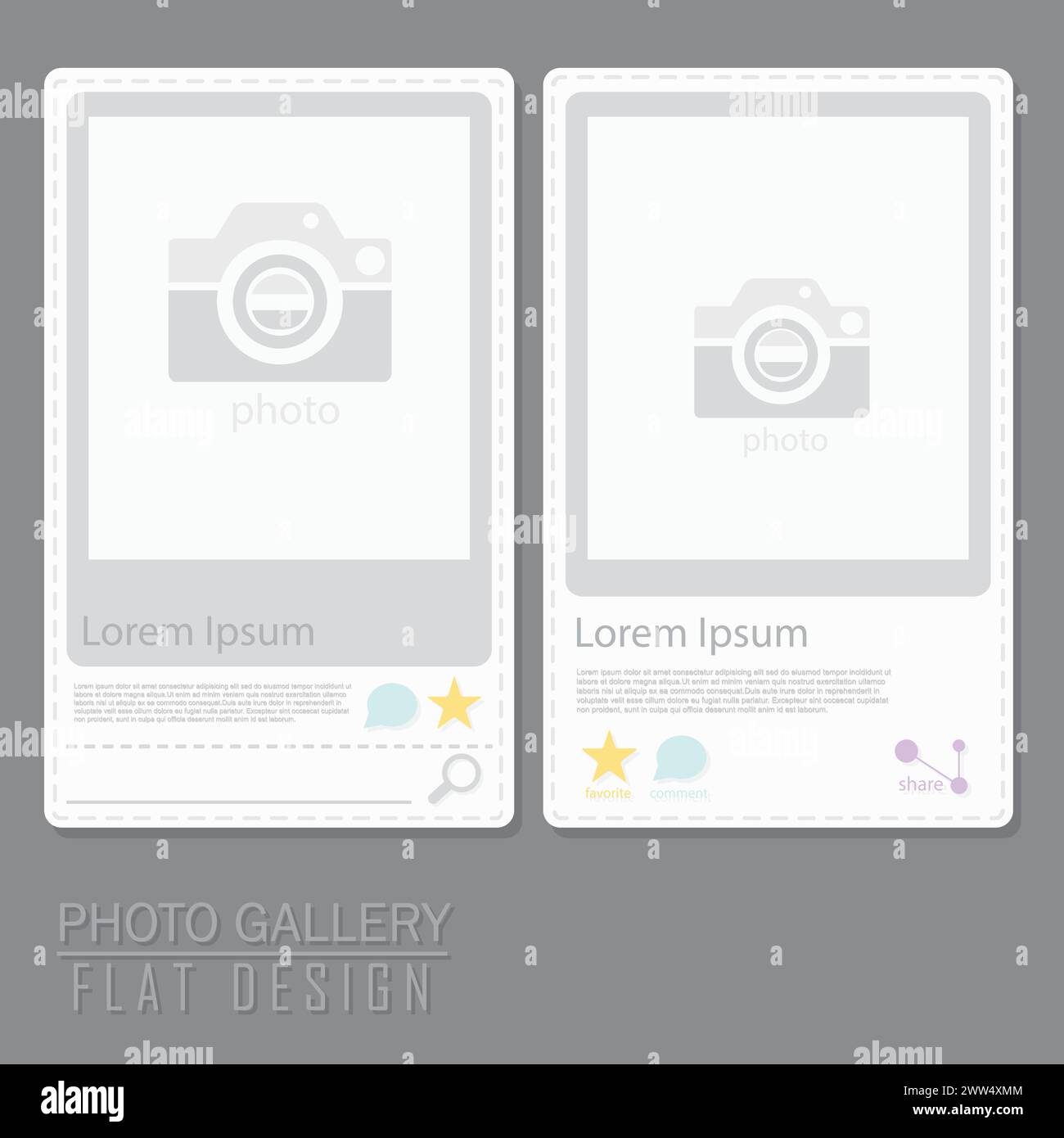 Two Set of Photo Gallery Flat Design Concept, Vector Illustration Stock ...