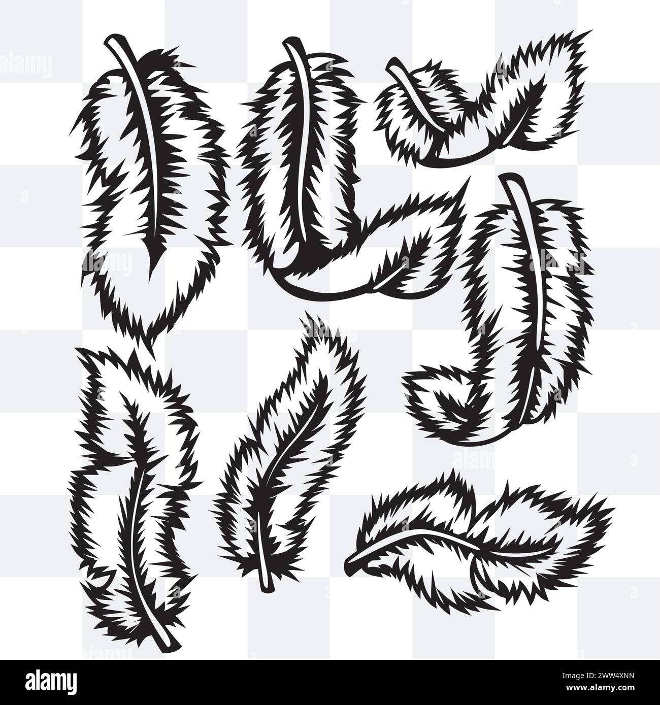 Feathers Cartoon Outline Set, Vector Illustration Stock Vector Image ...