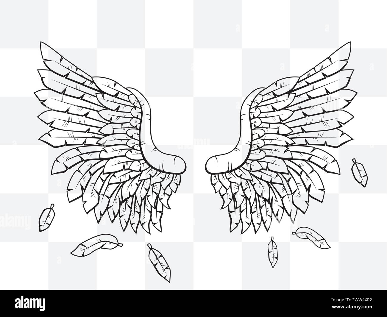 Heraldic Wings Outline Cartoon, Vector Illustration Stock Vector Image ...