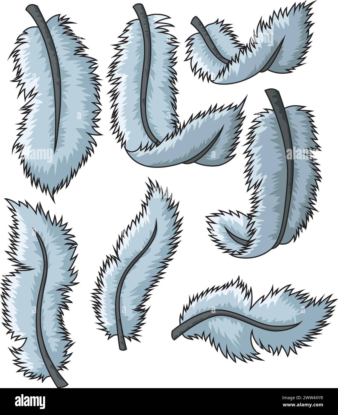 Feathers Cartoon Concept Set, Vector Illustration Stock Vector Image ...