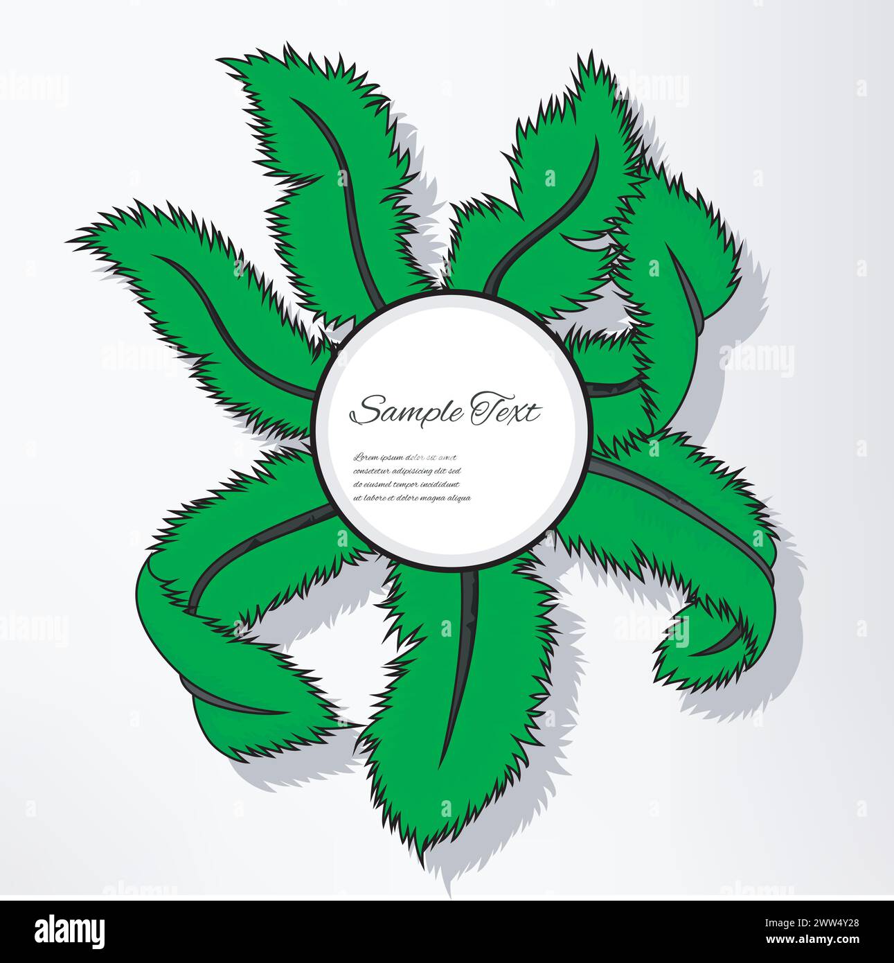 Green Feathers Cartoon Sign Background, Vector Illustration Stock ...