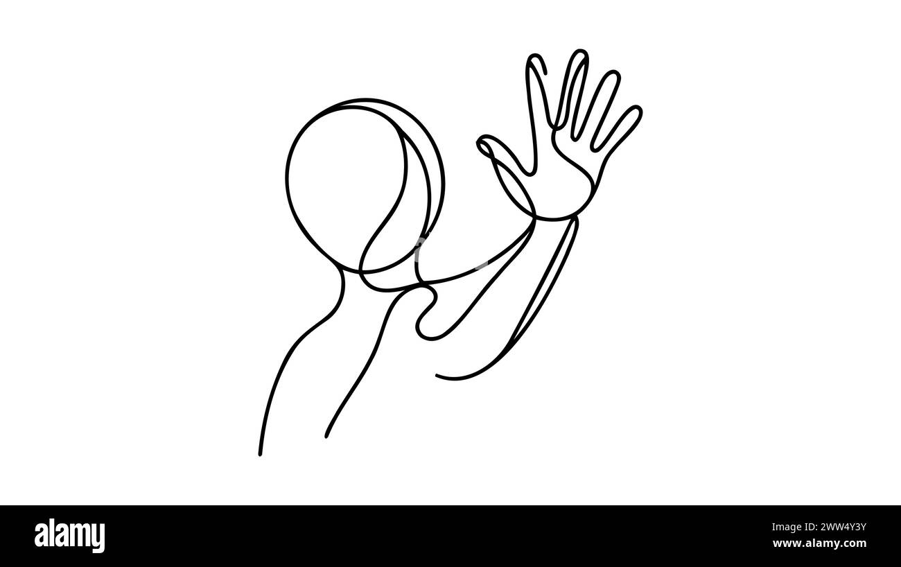 Hello one line continuous illustration on white background Stock Vector ...