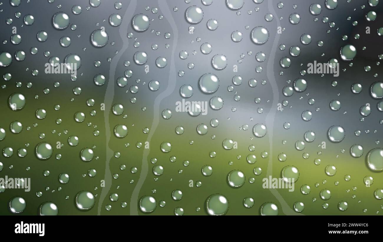 Rain Drop on Windshield Car Window with Blurred Nature, Vector Illustration Stock Vector Image ...