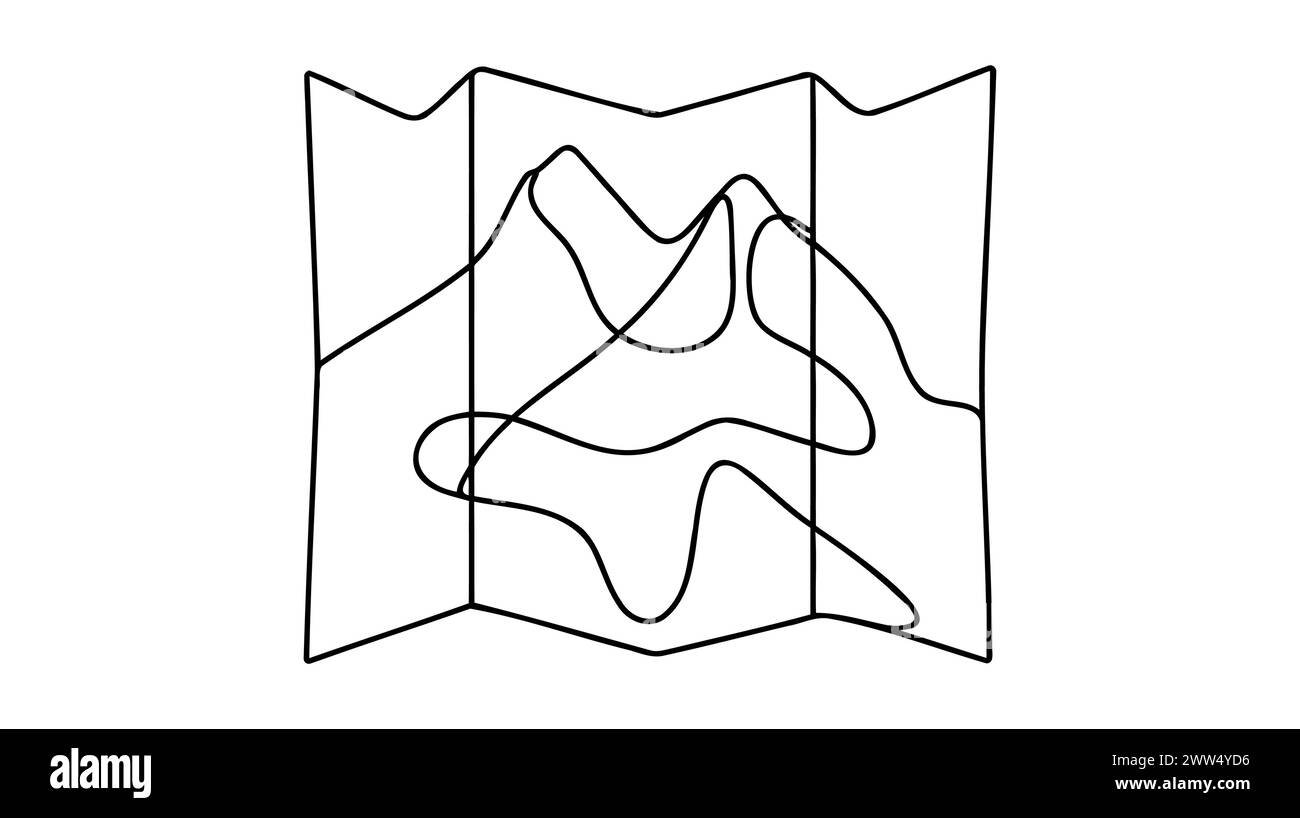 Continuous one line drawing of an map point. Travel concept. Map ...