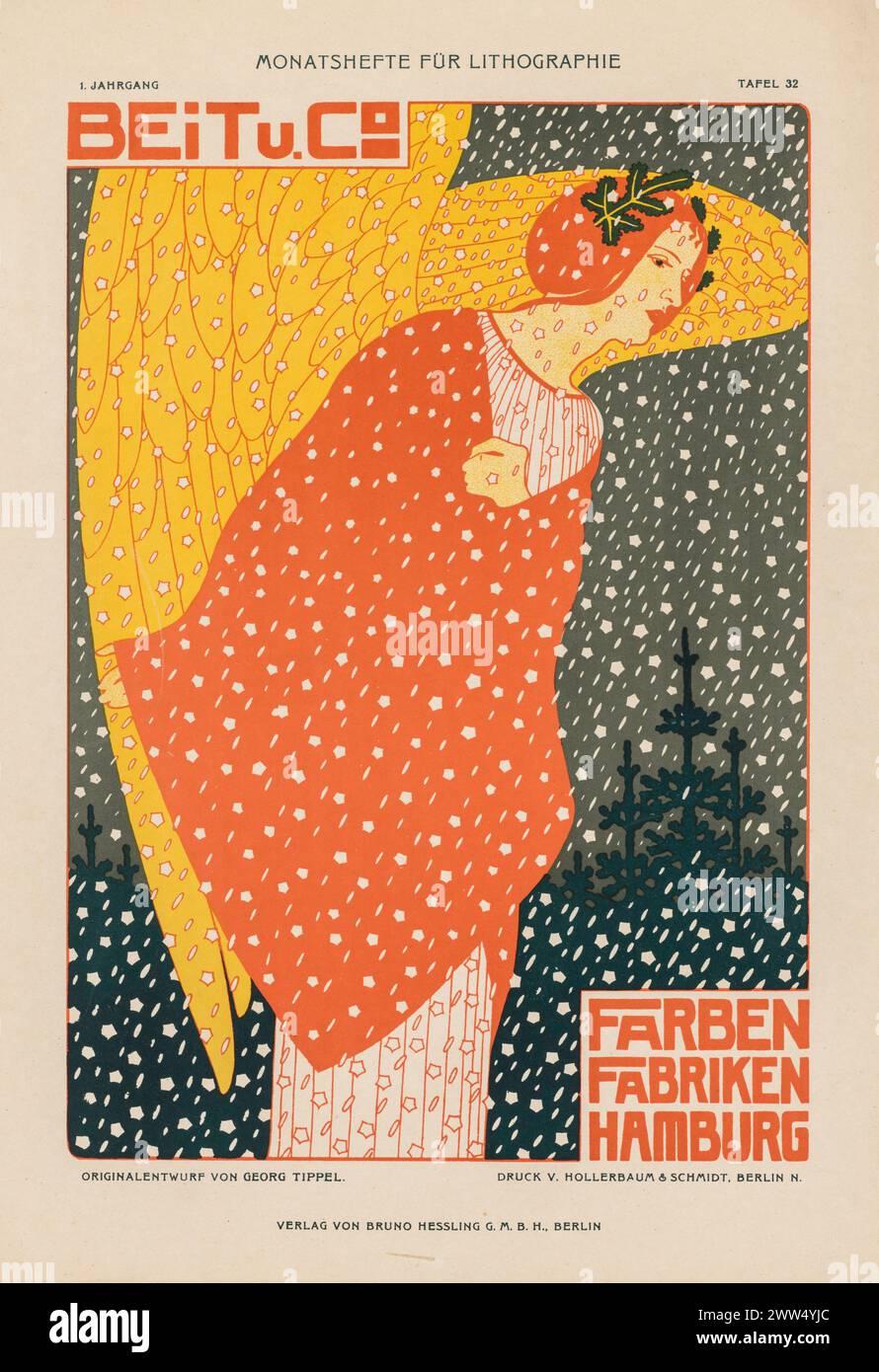 Angel in the Snow. German, painter Georg Tippel circa 1910s Color ...