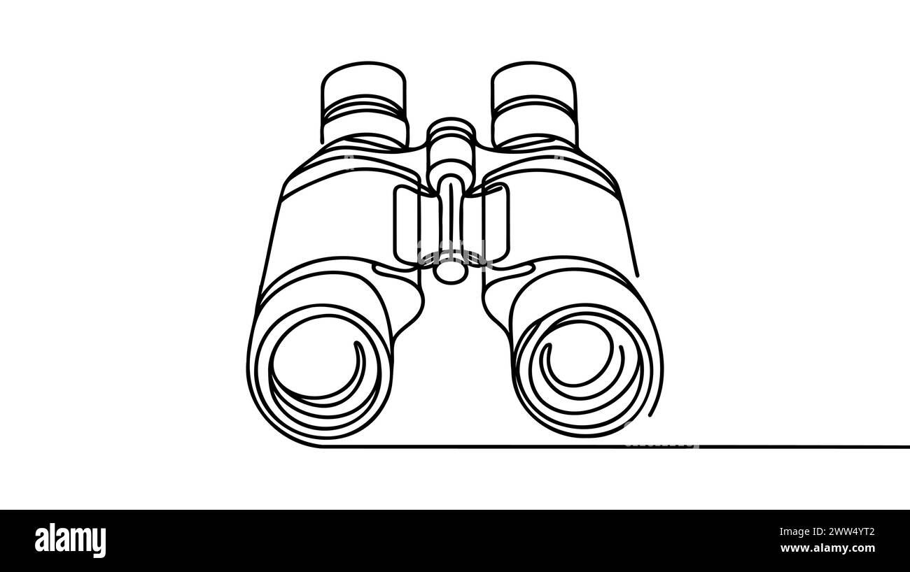 Binocular continuous single line drawing. Vector illustration Stock ...