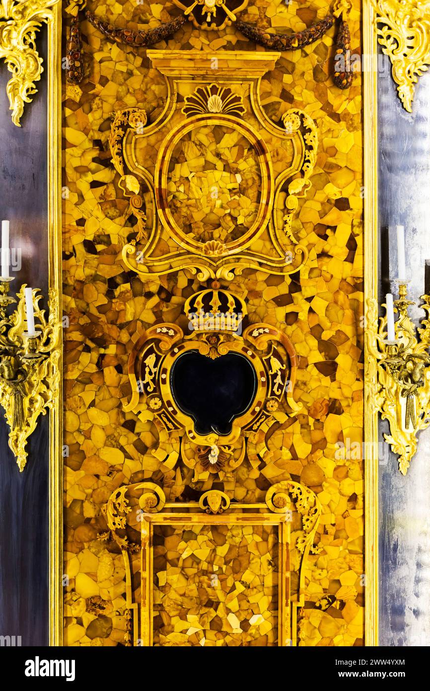 Background from the Amber room with details of amber panels. A fragment ...