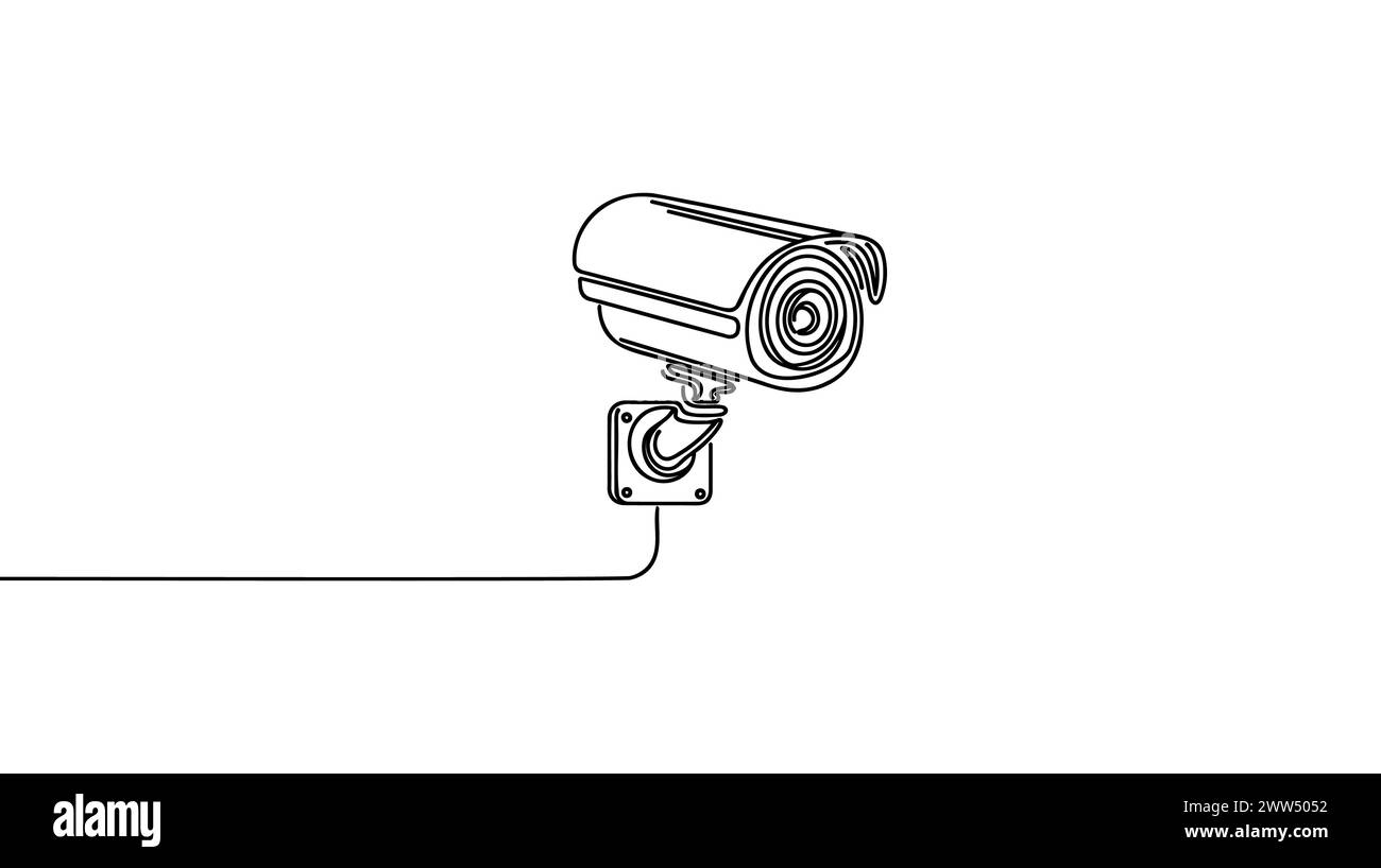 Single continuous line drawing of CCTV to monitor traffic movements and ...