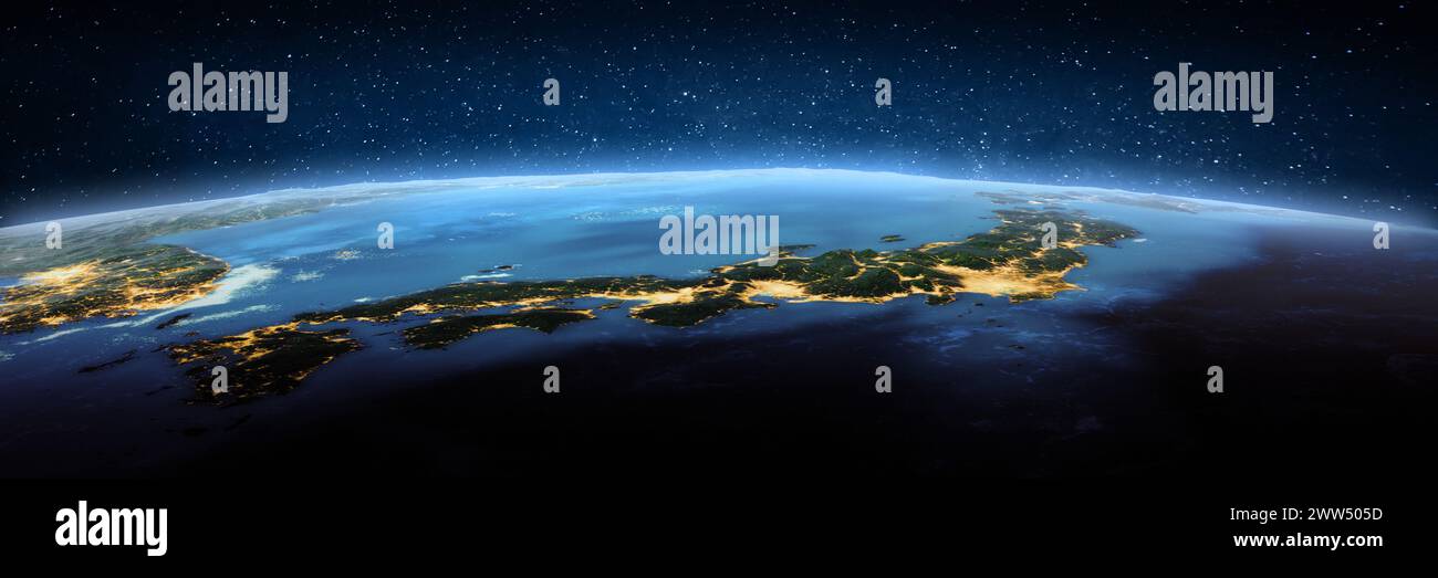 Japan, landscape frome space. Elements of this image furnished by NASA ...