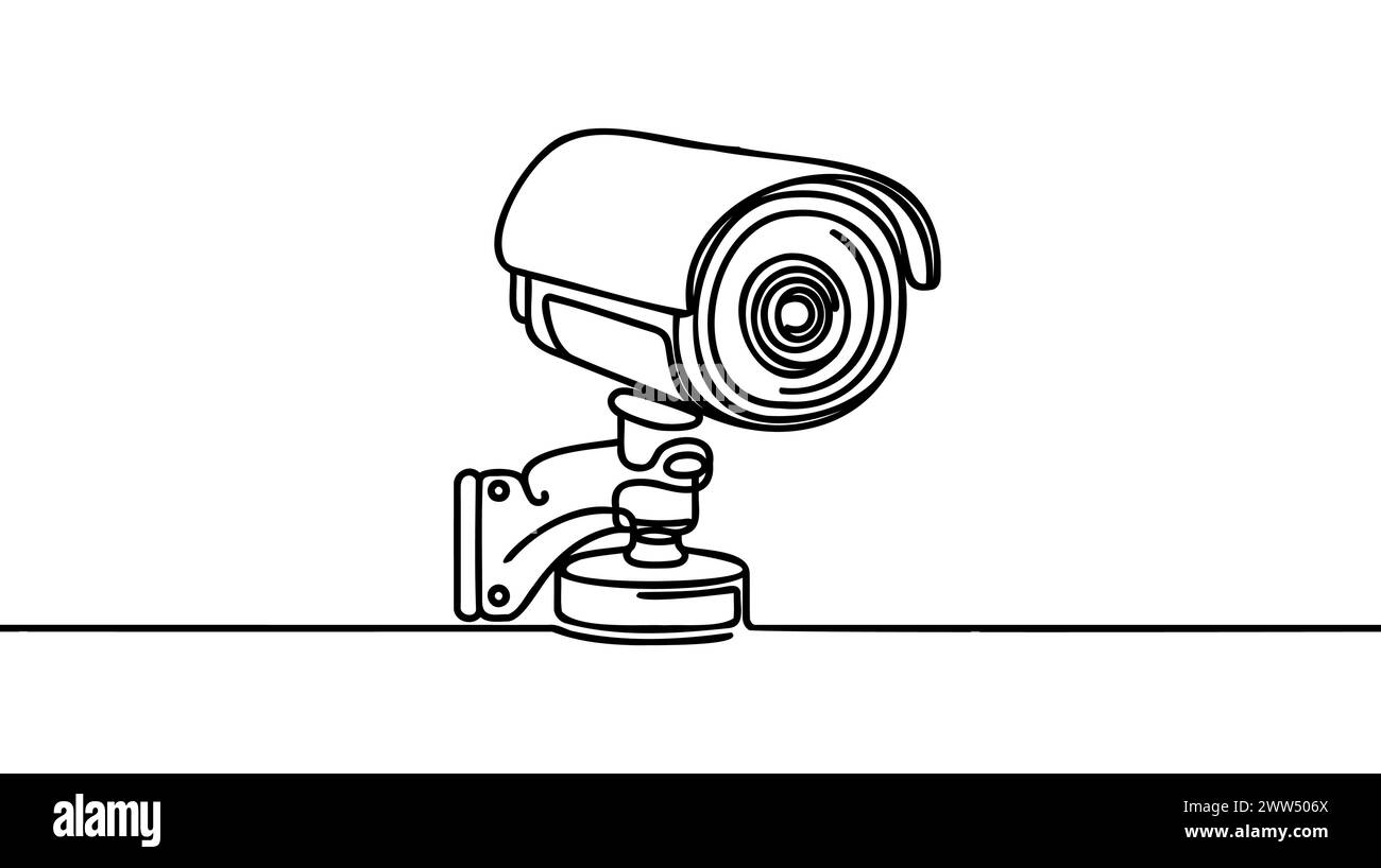 Single continuous line drawing of CCTV to monitor traffic movements and ...