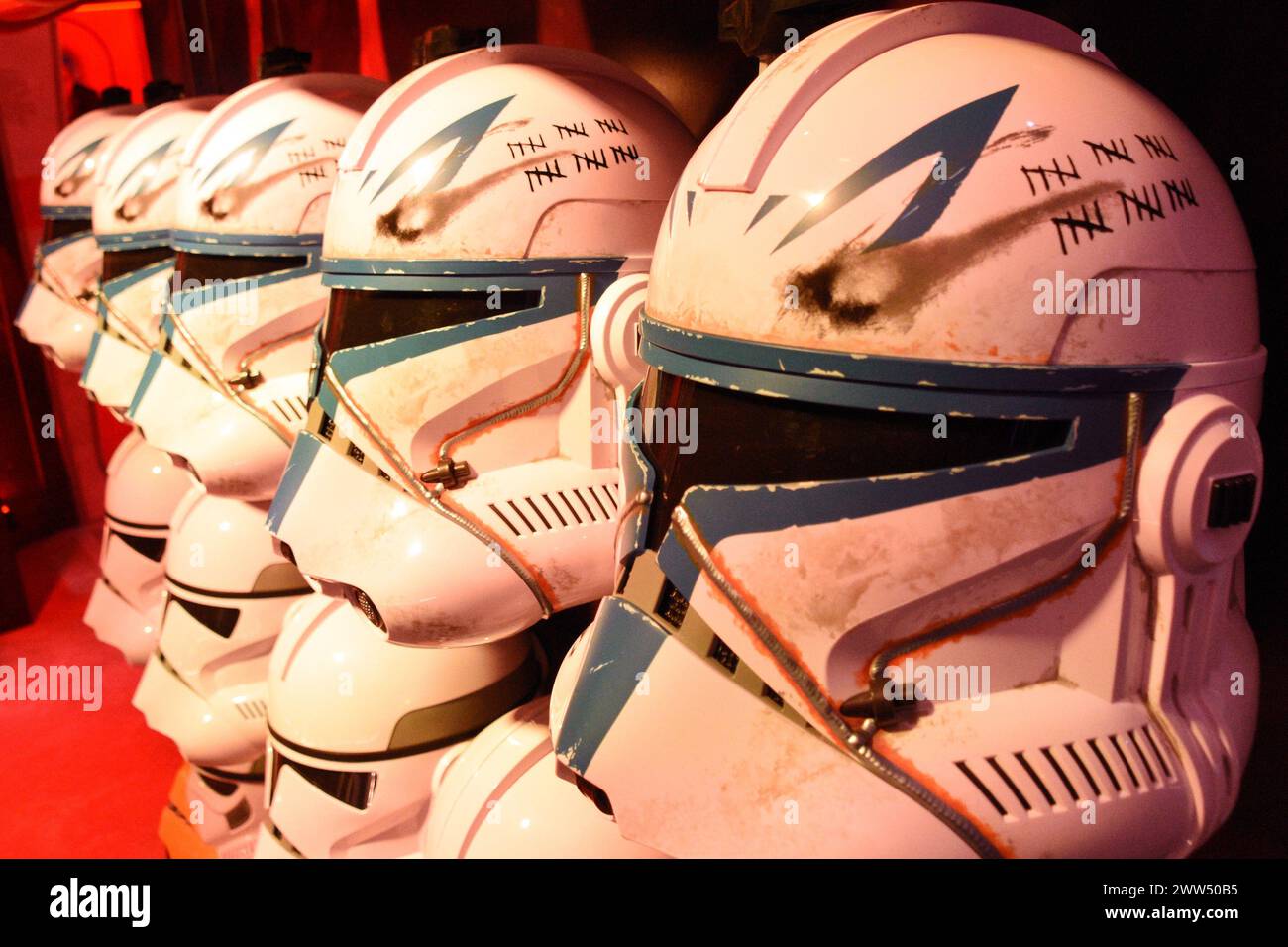 New York, NY, USA. 21st Mar, 2024. Stormtrooper Helmets pictured at the ...
