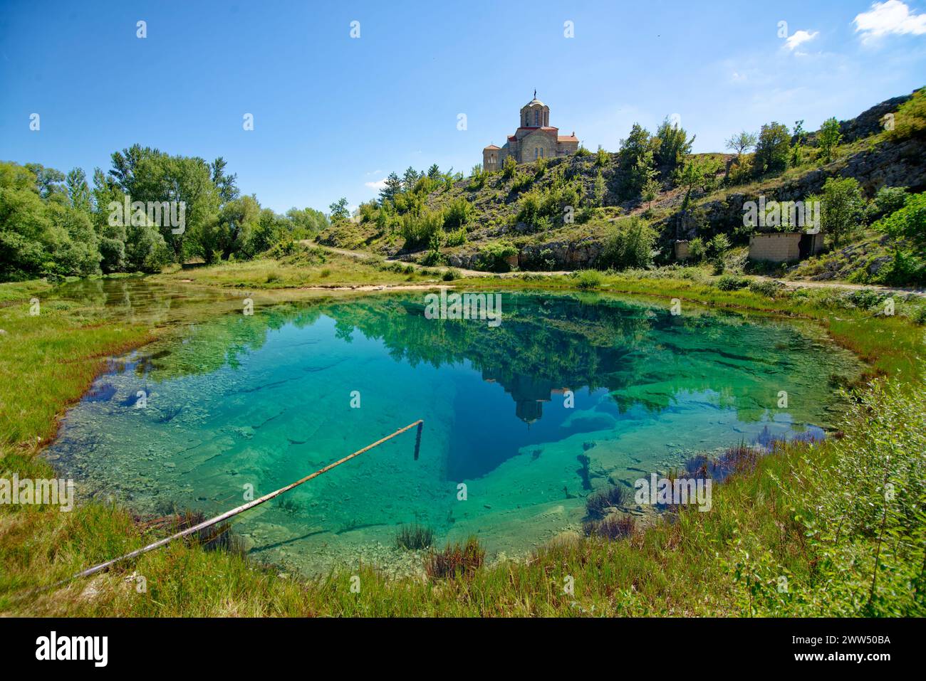 The Eye of the Earth, Croatia Cetina River Source. Church in the ...