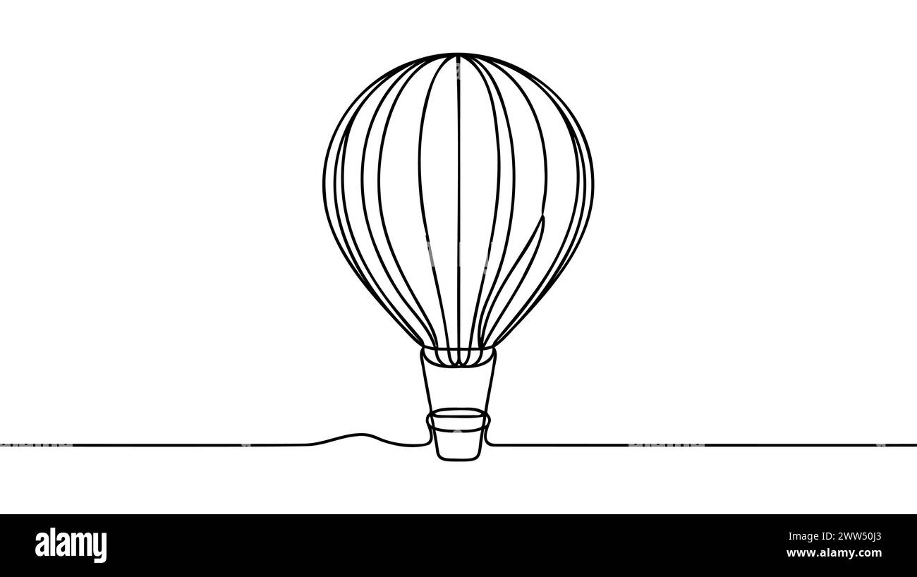 Air balloon continuous line drawing. Air balloon minimalist trendy line ... Air balloon continuous line drawing. Air balloon minimalist trendy line ...