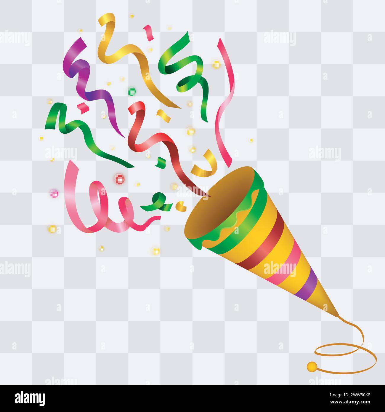 Exploding Colorful Confetti Popper On Transparency Background Vector Illustration Stock Vector