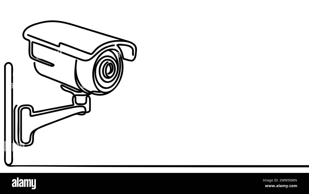 Single continuous line drawing of CCTV to monitor traffic movements and ...