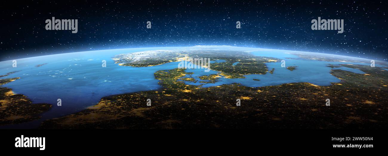 Scandinavia, landscape frome space. Elements of this image furnished by ...