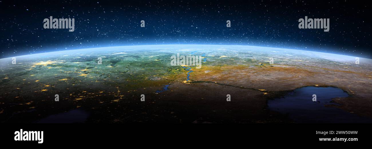 Russia, Volga river, landscape frome space. Elements of this image ...