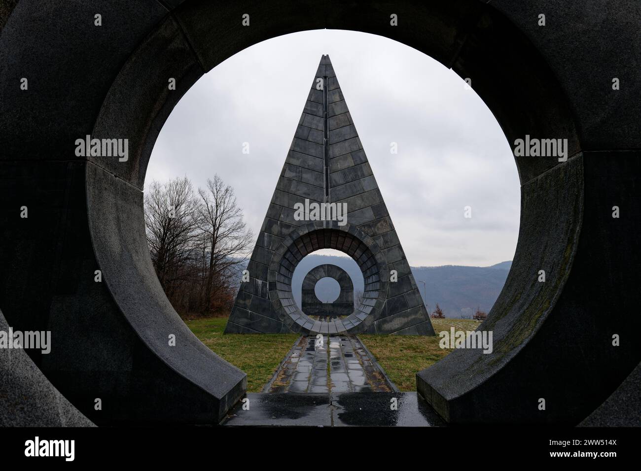 View of the Memorial Park Popina, Serbia. Yugoslav monument ...