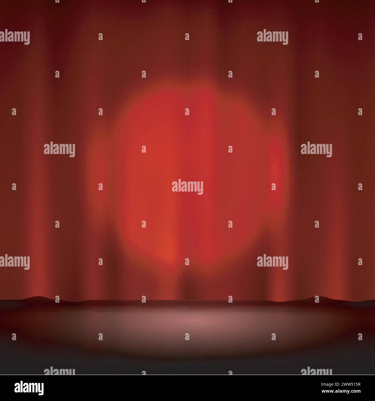 Spotlight on Stage Red Curtain, Vector Illustration Stock Vector Image ...